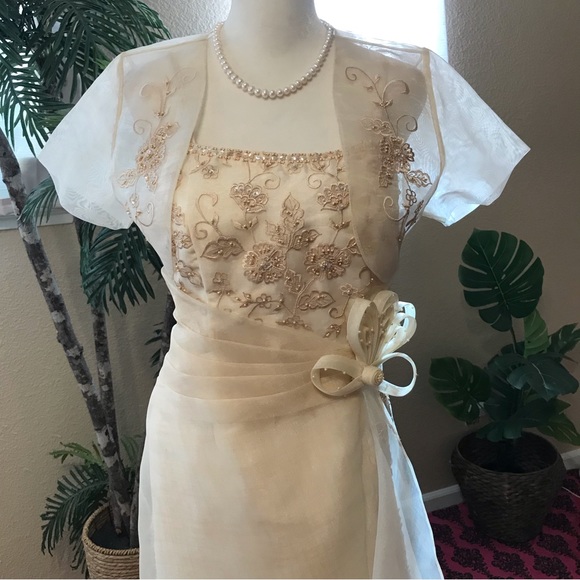 Dresses | Cream Beige Kultura Pinya Organza Filipiniana Mothers Dress W ...